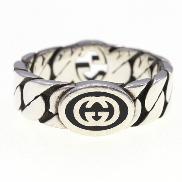 Gucci | Accessories | Gucci Ring Interlocking G Gormet Chain 678656 Sv Sterling Silver 925 Size ...